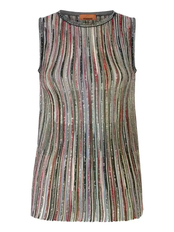 Missoni Striped Sequin-embellished Top - Black