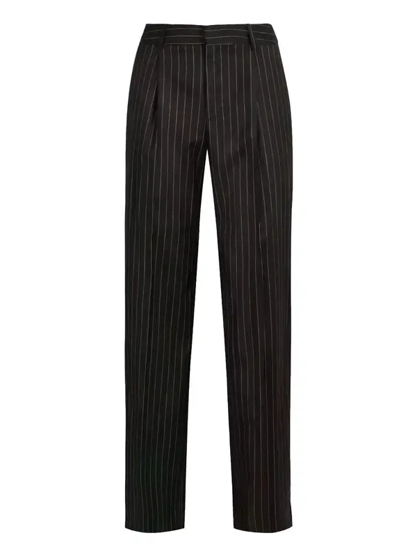 PT TORINO Pleated Striped Trousers - Black