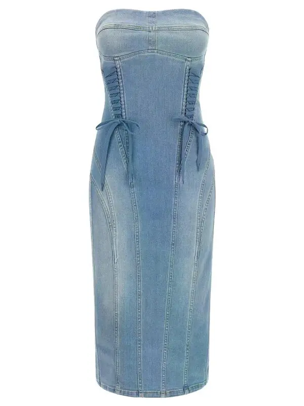 Elisabetta Franchi Stonewashed Denim Midi Dress - Blue
