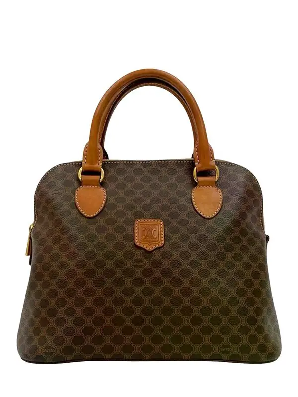 Celine 1995 Macadam Coated Canvas Handbag - Brown