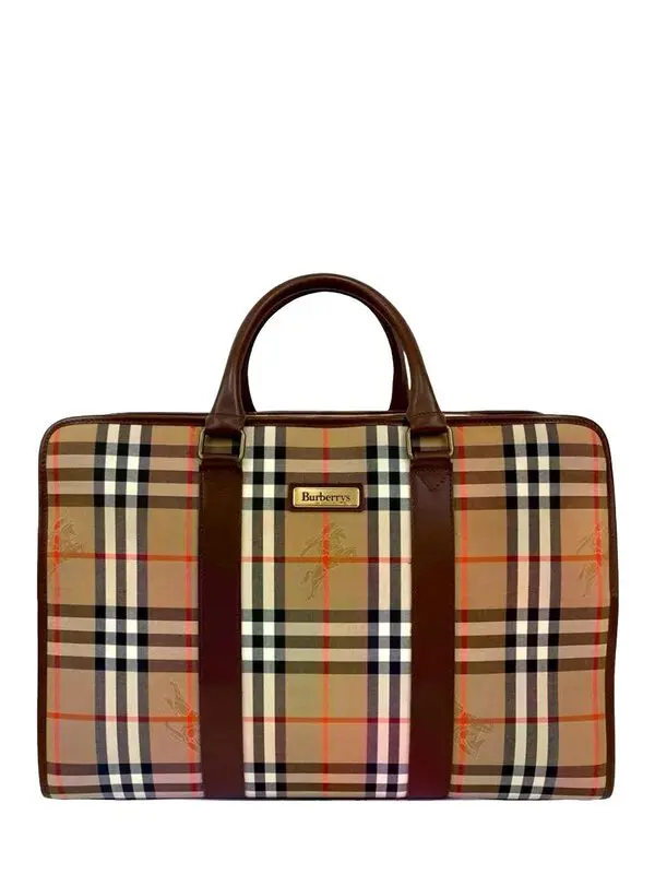 Burberry Haymarket Check Canvas Business Bag - Brown