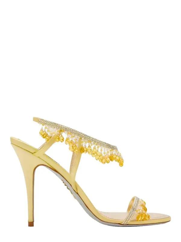 Rene Caovilla Jahanara Beaded Heeled Sandals - Yellow