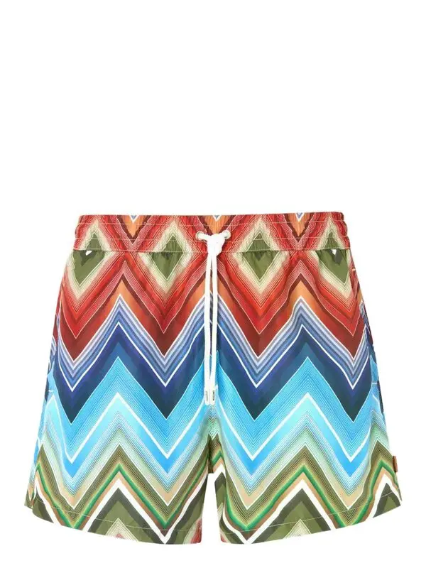 Missoni Zigzag-print Swim Shorts - Blue