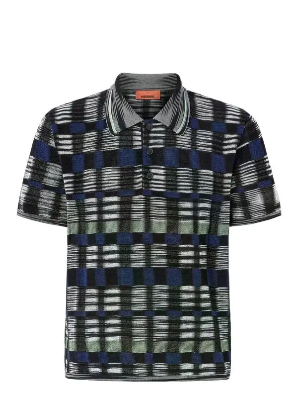 Missoni Check-pattern Buttoned Polo Shirt - Black