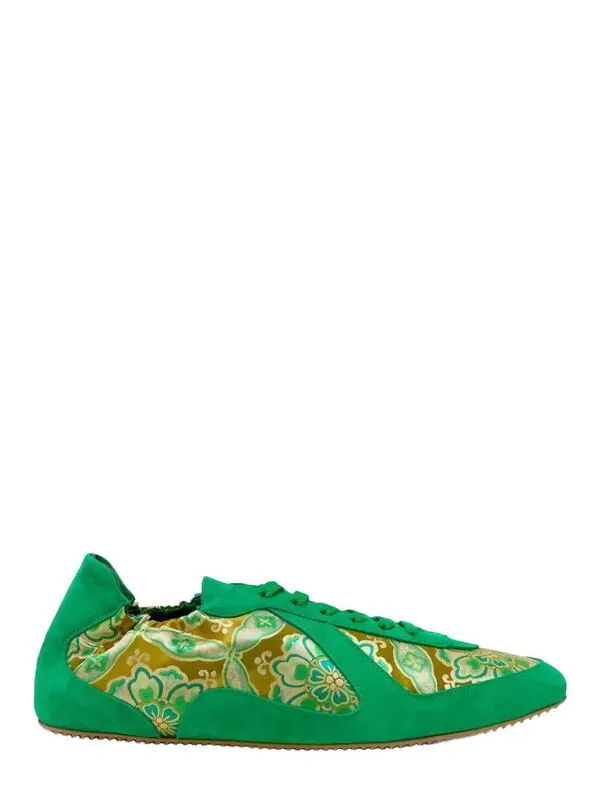 Christopher Esber Floral-print Suede Sneakers - Green