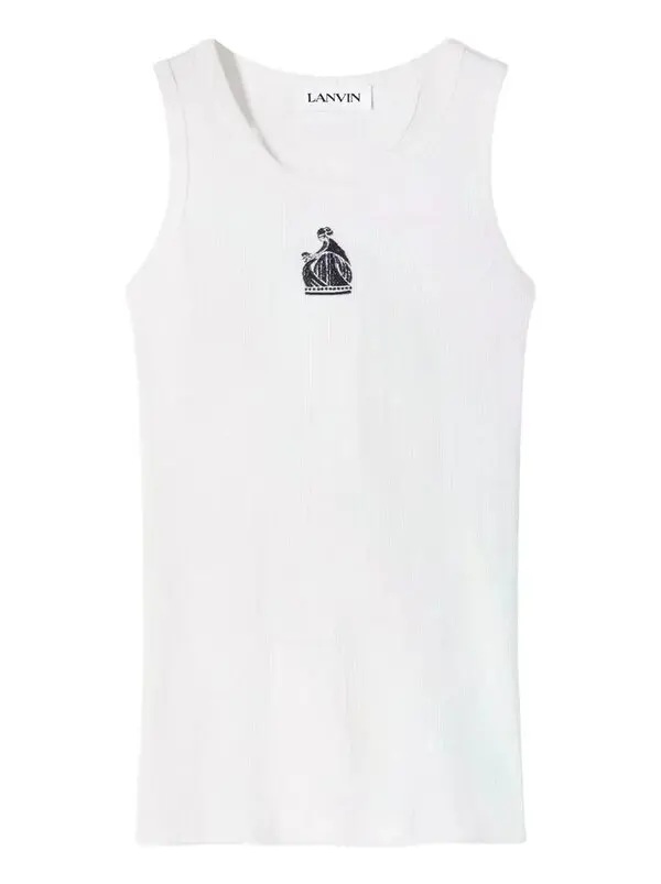 LANVIN Embroidery-logo Tank Top - White