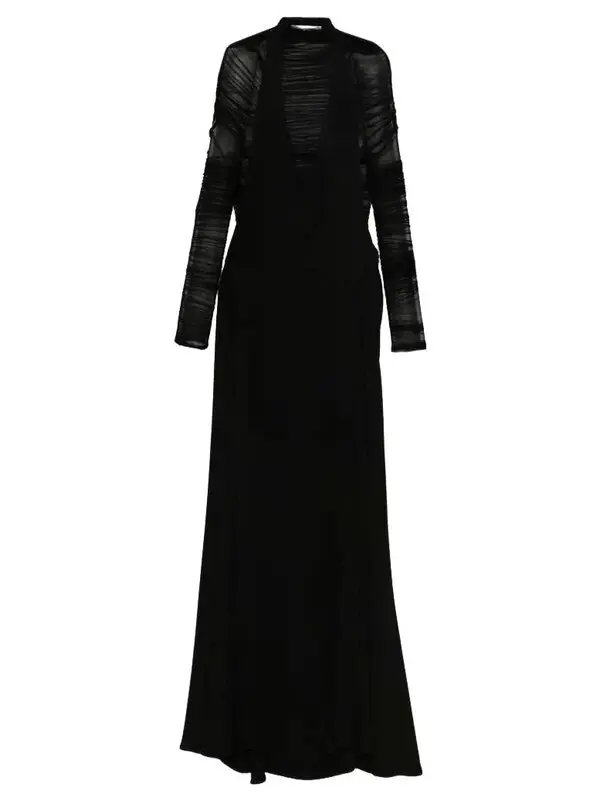 Christopher Esber Ruched Long-sleeve Midi Dress - Black