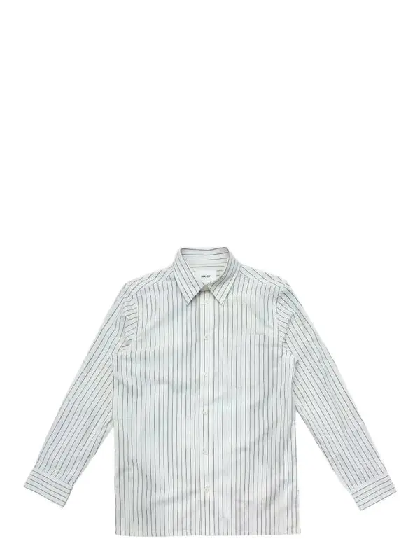 Nn07 Striped Patch-pocket Shirt - Black