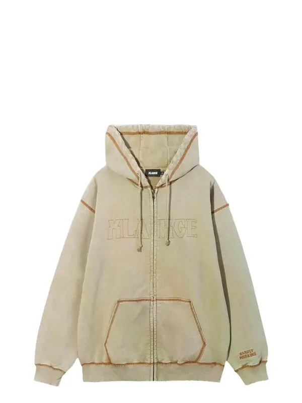 XLARGE Embroidered Zip-up Hoodie - Neutrals