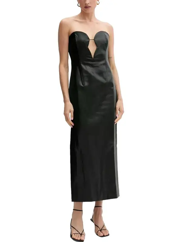Bardot Cut-out Strapless Midi Dress - Black