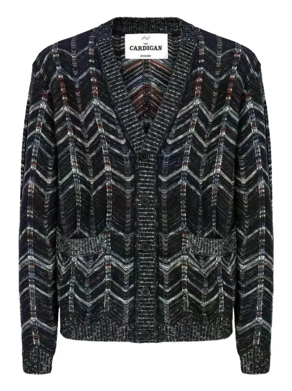 Missoni Chevron Ribbed-trim Cardigan - Blue