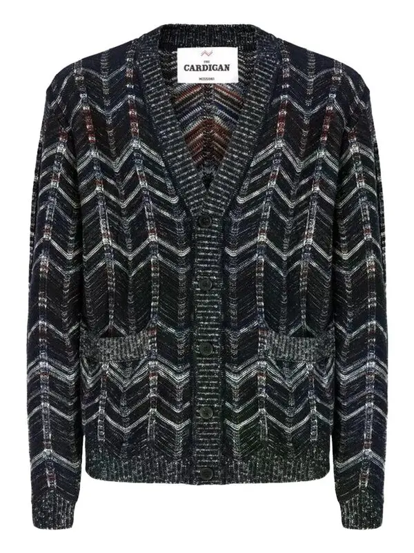 Missoni Chevron Ribbed-trim Cardigan - Blue