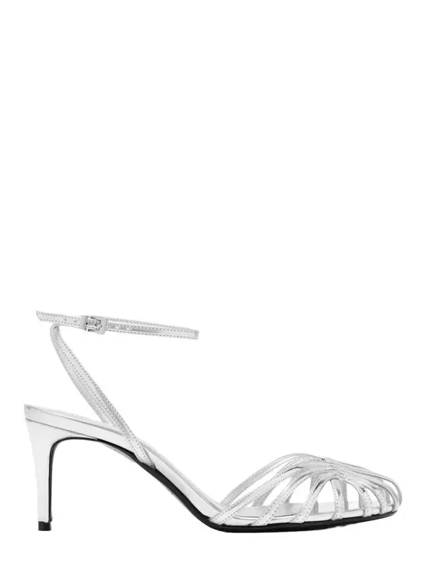 Schutz Liana Strappy Heeled Sandals - Silver