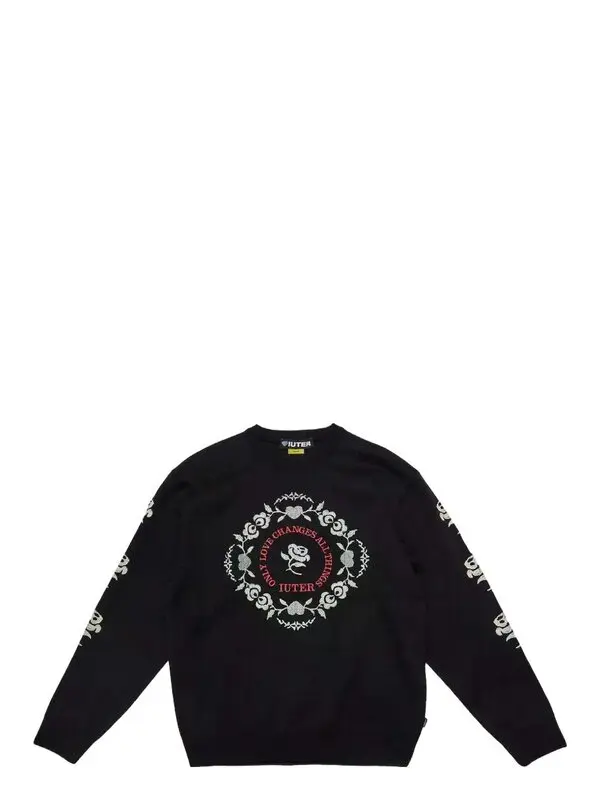 IUTER Floral Embroidered Sweater - Black