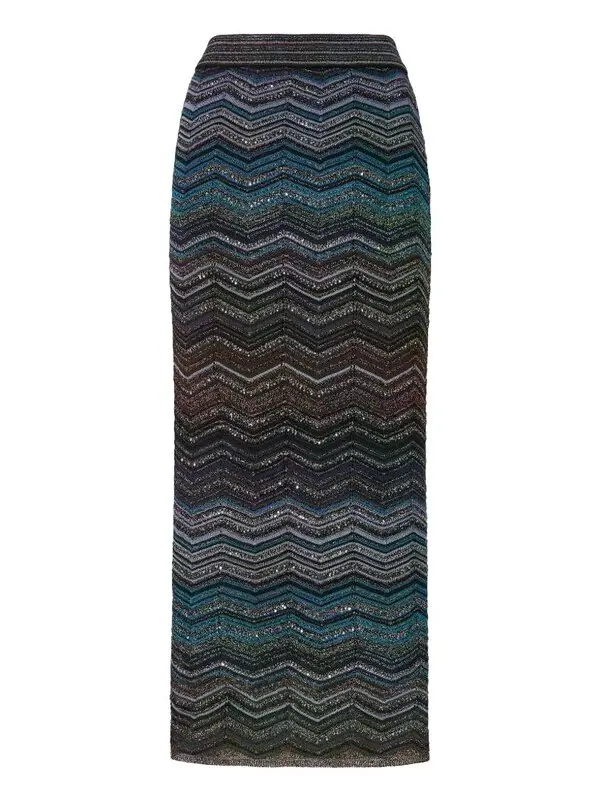 Missoni Chevron Maxi Skirt - Brown