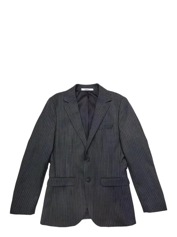 SELECTED Pinstriped Double-breasted Blazer - Grey