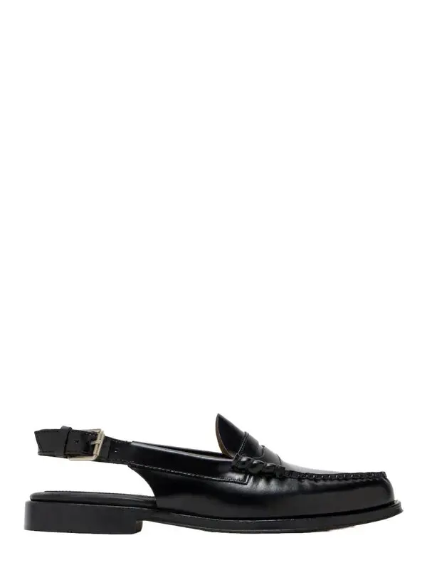 G.H.BASS Leather Slingback Loafers - Black