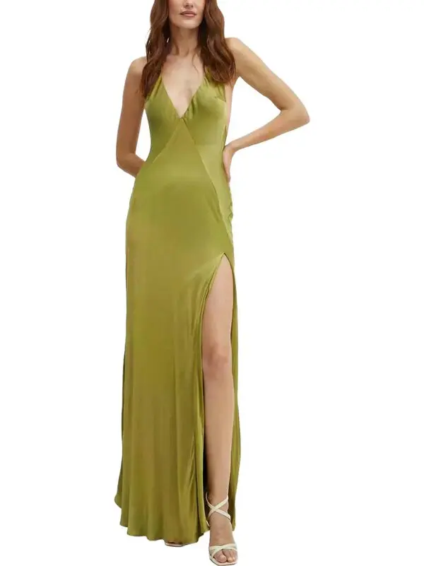 Bardot Yve V-neck Slit Maxi Dress - Green
