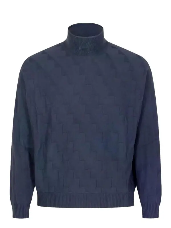 Emporio Armani Icon Textured Roll-neck Sweater - Blue