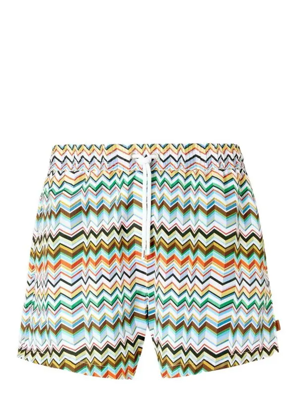 Missoni Zigzag-pattern Swim Shorts - Blue