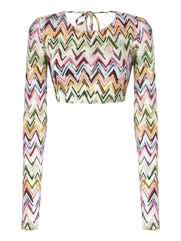 Missoni Zig-zag Long-sleeved Cropped Top - White