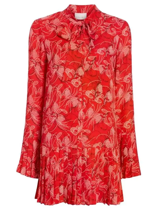 Cinq À Sept Alinda Botanical Floral Mini Dress - Red