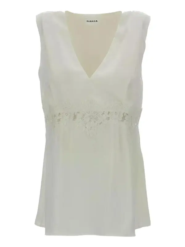 P.a.r.o.s.h Lace-detail Sleeveless Blouse - White