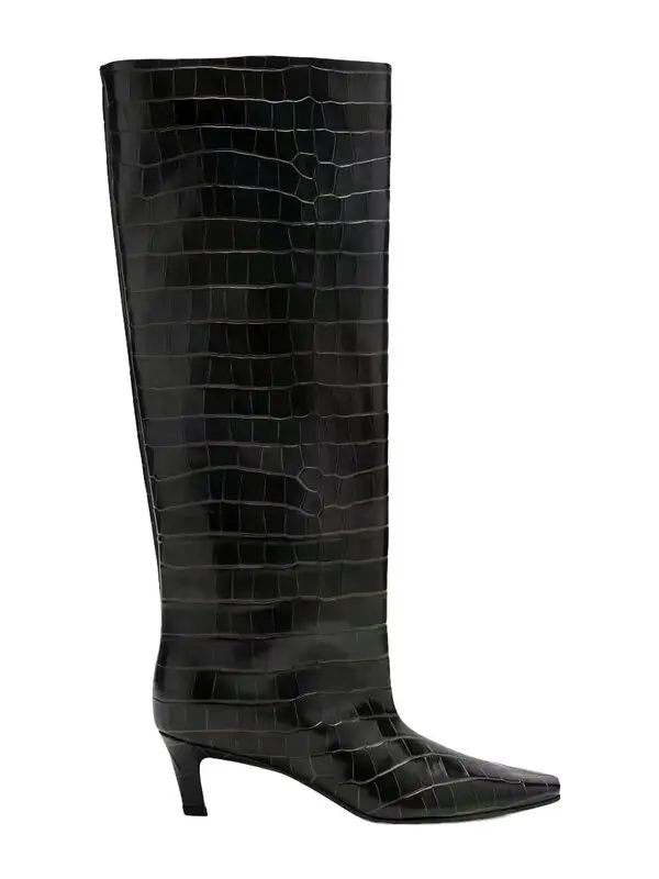 TOTEME Croc-embossed Knee-high Boots - Brown
