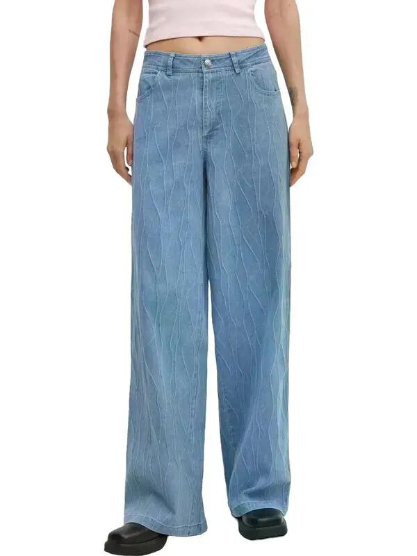 RÉSUMÉ Textured Denim Wide Leg Jeans - Blue