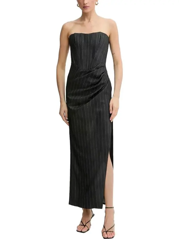 Bardot Everlasting Pinstripe Strapless Maxi Dress - Grey