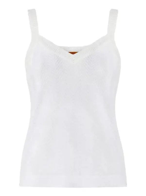 Missoni Textured V-neck Sleeveless Top - White