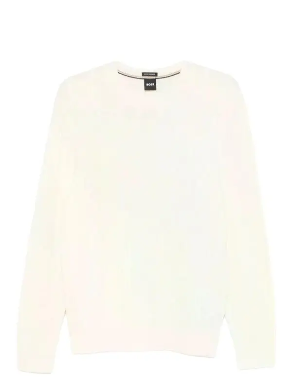 BOSS Cable-knit Crew-neck Sweater - Neutrals
