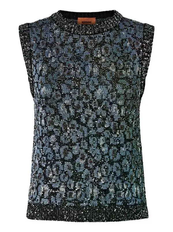 Missoni Animal-jacquard Sleeveless Top - Blue