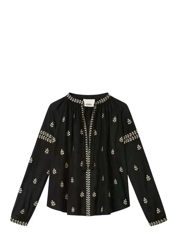 Isabel Marant Rodis Embroidered Tassel Top - Black