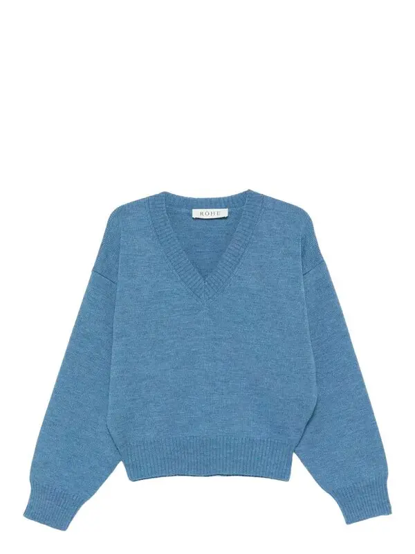 RÓHE Long-sleeve V-neck Pullover - Blue