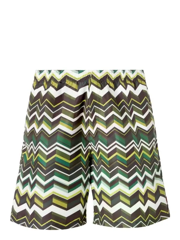 Missoni Zigzag-pattern Swim Shorts - Green