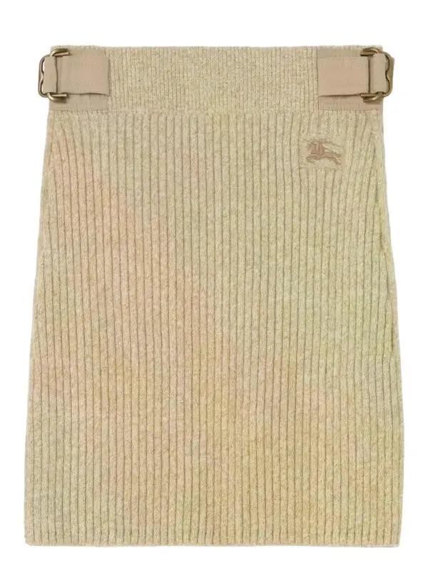 Burberry Ribbed Buckle-strap Mini Skirt - Neutrals