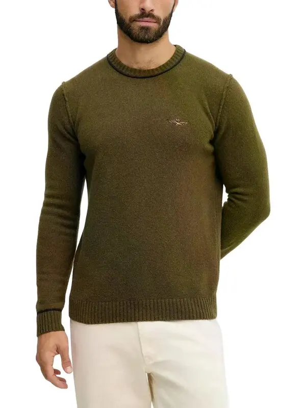 AERONAUTICA MILITARE Embroidered Round-neck Sweater - Green