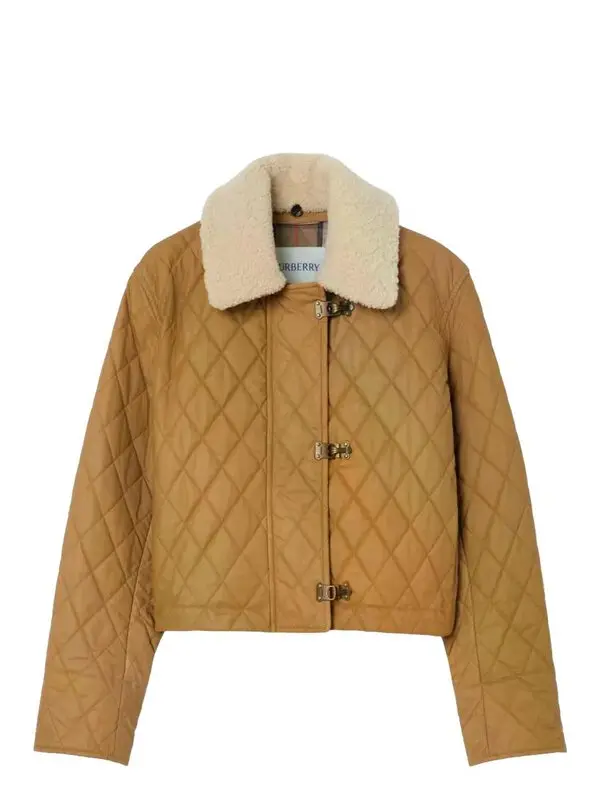 Burberry Quilted Jacket With Detachable Shearling Collar - Brown