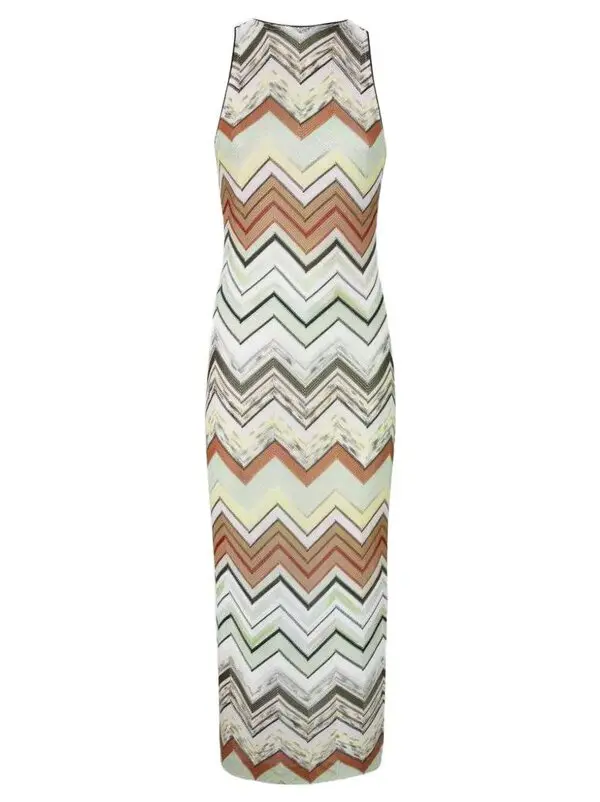 Missoni Chevron Pattern Midi Dress - Neutrals
