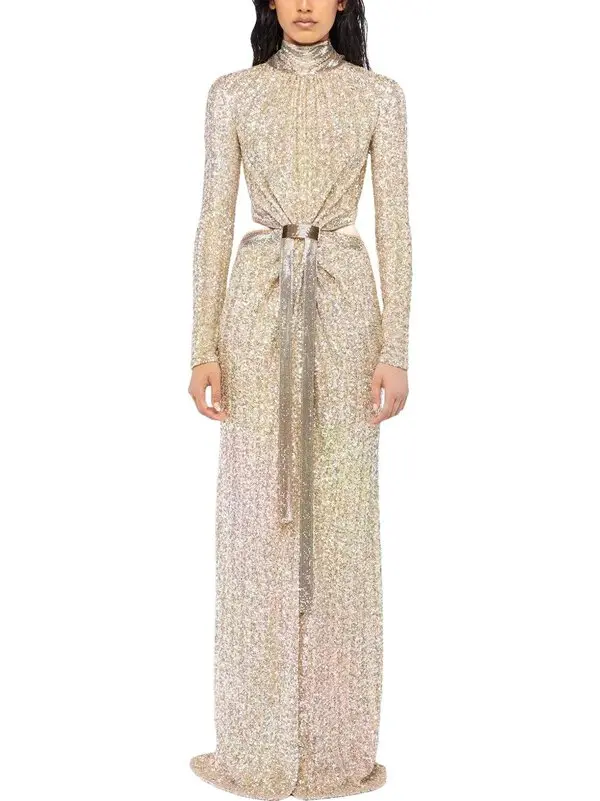 Rabanne Sequin-embellished Cut-out Dress - Gold