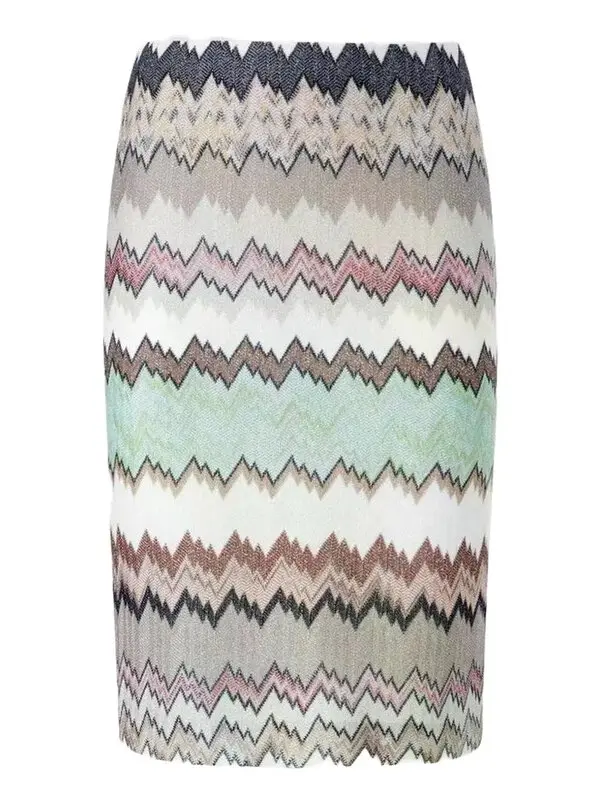 Missoni Chevron Slit Midi Skirt - Neutrals