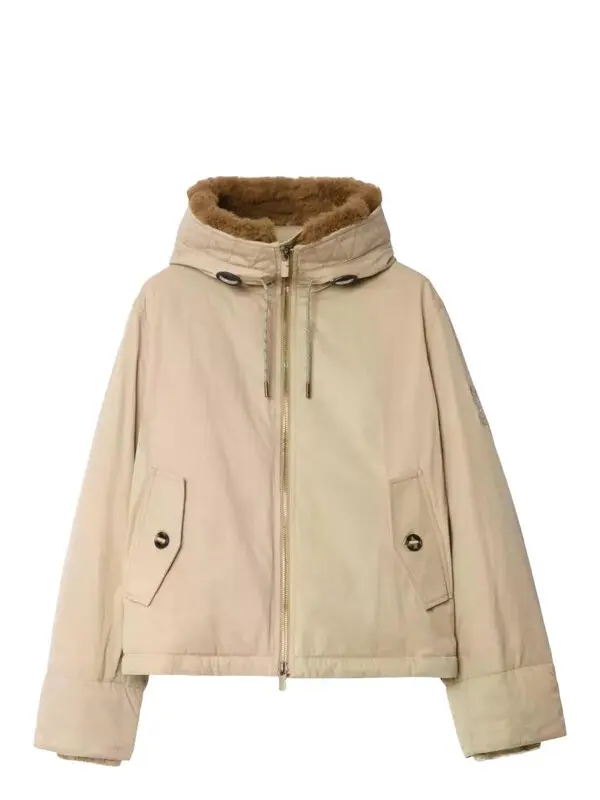 Burberry Shearling-trim Hooded Jacket - Neutrals