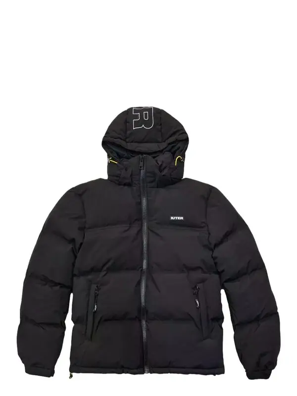 IUTER Logo Hooded Puffer Jacket - Black