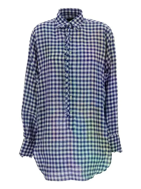 MAISON JEJIA Ruffled Checked Shirt - Blue