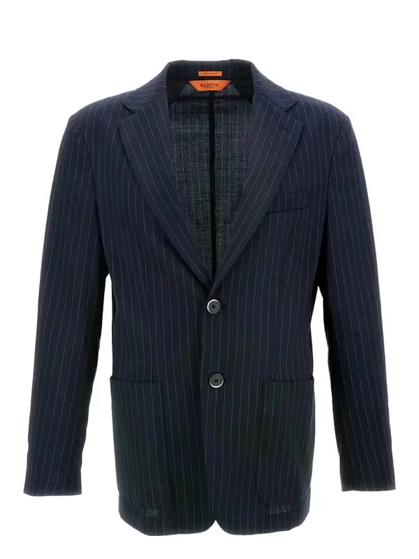 Barena Venezia Pinstripe Patch Pocket Jacket - Blue