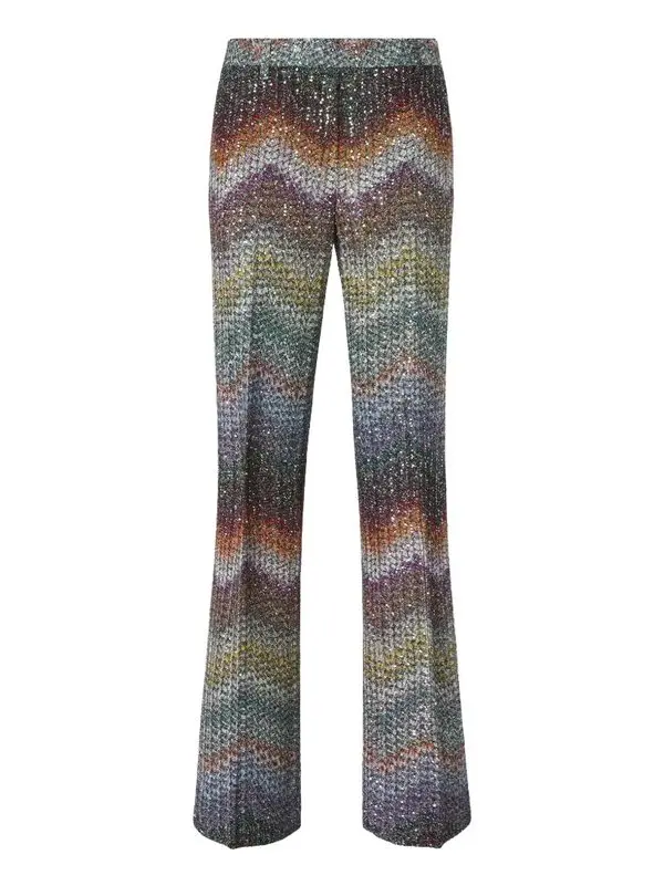 Missoni Sequin-embellished Flared Trousers - Grey