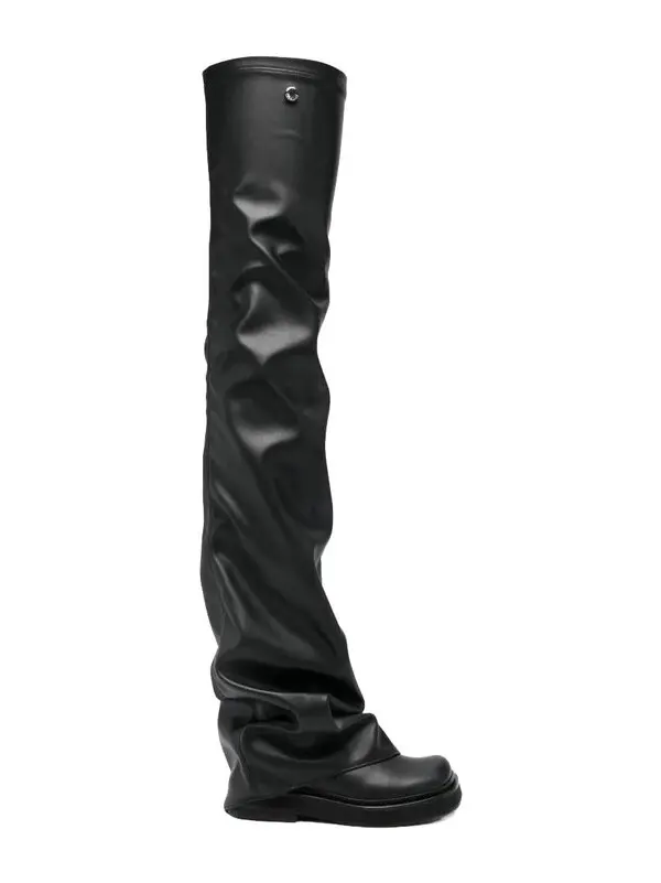 Attico Round-toe Above-knee Boots - Black