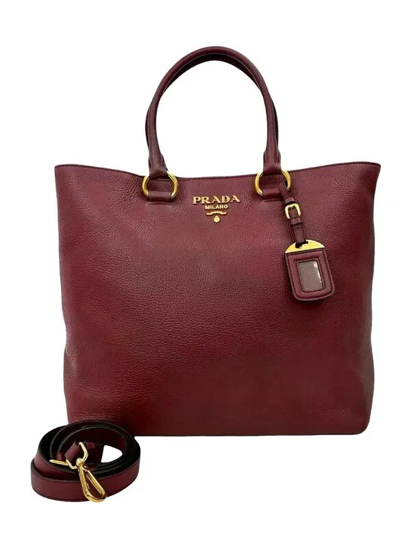 Prada Vitello Daino Open Convertible Tote Satchel - Red