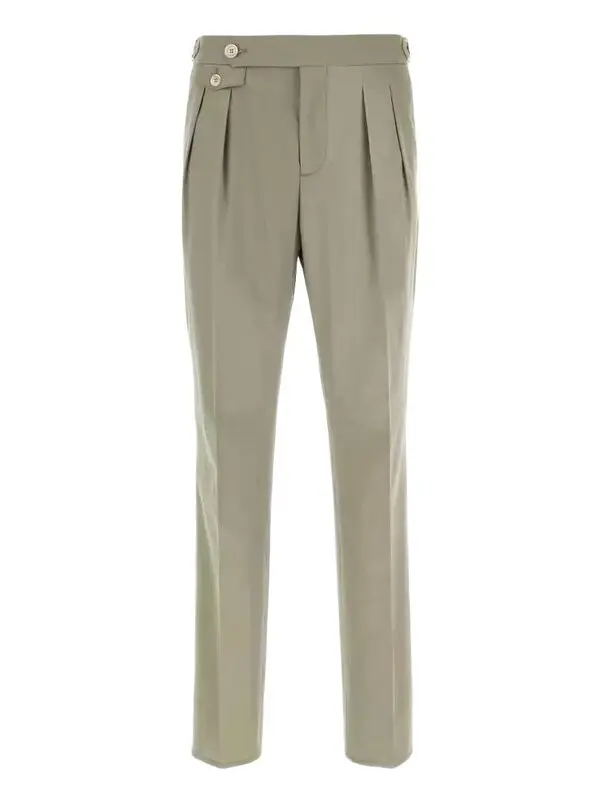 Brunello Cucinelli Pleated Cotton Trousers - Green
